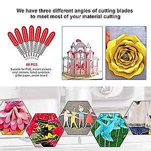 DERFILIN 60PCS Fine Point Blades for Explore Air/Air 2 Maker 3/Expression,45 Degree Standard Vinyl Fabric Cutting Replacement Blades for Cricut Machines