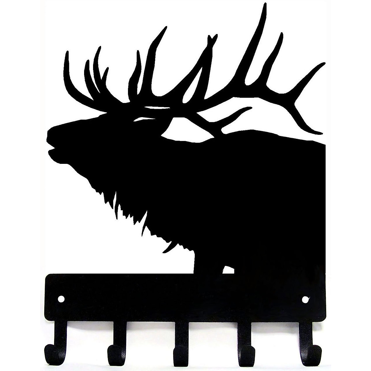 The Metal Peddler Elk Head Antlers Key Rack Hanger - Large 9 inch Wide - Made in USA; Wall Mount