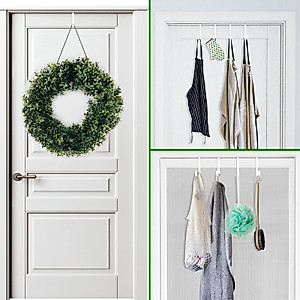 Booda Brand Over The Door Hooks 10 Pack, Z-Shaped Door Hanger Hook Fits The 1 3/8" and 1 3/4" Door Widths, Reversible Metal Door Hooks for Hanging Clothes, Coats, Towels, Shoe Organizers (White)