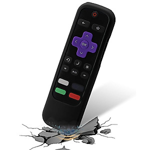 2-Pack AKWOX Remote Case for Roku Express 3930 (2019)/3900, Premiere+ 3921/Premiere 3920, Express+(3910), Streaming Stick3800/Stick+3810 Remote Control, Shockproof Silicone Cover- Black