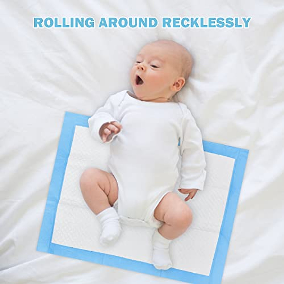 REFLYAWAY Baby Disposable Changing Pads - Soft Non-Woven Fabric (25 Pads) Underpads 13 x 18 Inches Ultra Absorbent Waterproof Protective Pee Pads for Babies, Kids, Adults, Elderly（Small Blue）