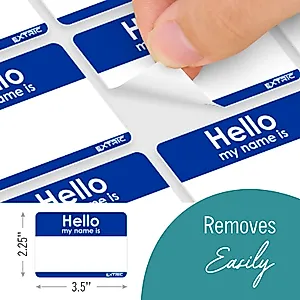 100 Count Name Tags | Hello My Name Is Stickers | Blue Name Tag Stickers, 2.25" x 3.5" Name Tag