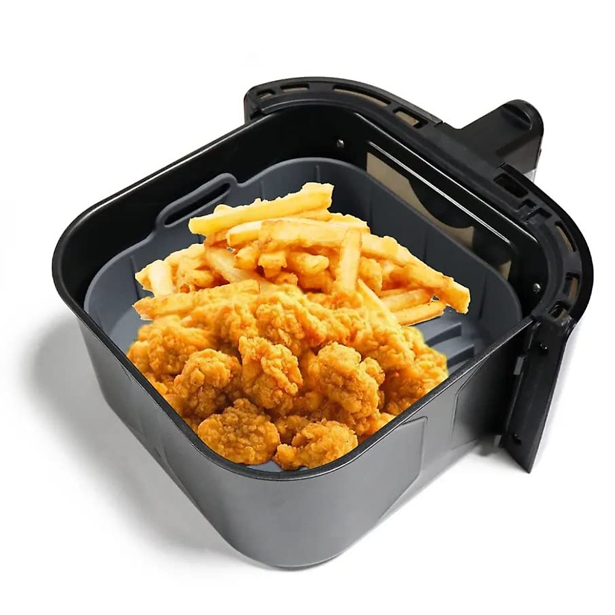 Air Fryer Silicone 2 Pack, Replacement for Paper Liners, 8" x 8" Square Silicone Air Fryer Basket, Silicone Bowl For Air Fryer Oven Accessories, No More Harsh Cleaning