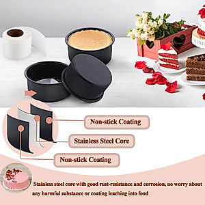 LIANYU 4 Inch Round Black Nonstick Cake Pan Set of 3, Stainless Steel, Ideal for Birthday Baking Wedding