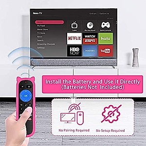 Remote for All Roku TV Remote for Element Hisense Onn TCL Haier Sharp Hitachi LG Sanyo JVC Magnavox RCA Philips Westinghouse Roku Built-in Smart TV with Glow Remote Case Cover - Pink