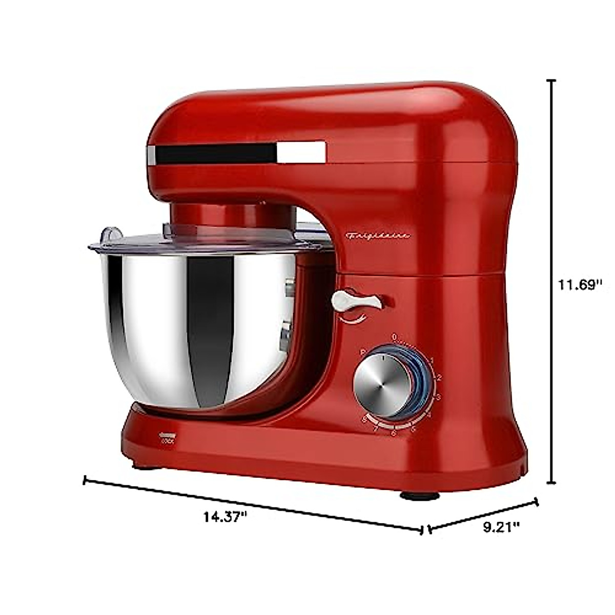 FRIGIDAIRE ESTM020-RED Retro Electric Stand Mixer, 4.75 Quart / 4.5L, 8 Speeds with Whisk, Dough Hook, Flat Beater Attachments, Splash Guard (RED)