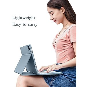 HENGHUI Touch Keyboard Case for Galaxy Tab S6 Lite 10.4 inch 2024/2022/2020 Keyboard Case with Touchpad Detachable Keyboard Cute Round Key Color Keyboard Cover (DarkGreen)