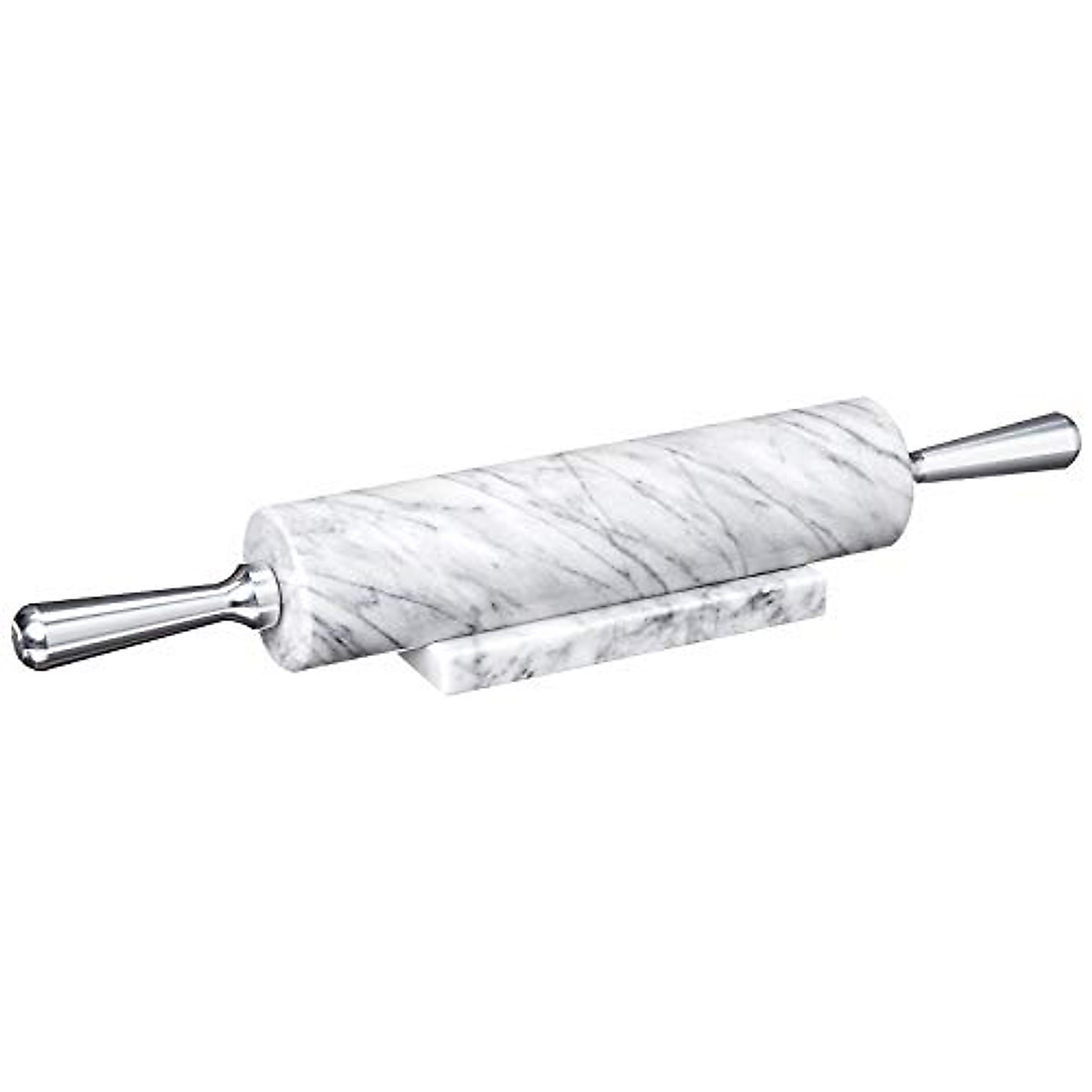 Fox Run Base with Aluminum Handles Marble Rolling Pin White, 2.5 x 17.5 x 3 inches