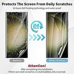geekboy [2+2 Pack] Galaxy S23 Ultra Screen Protector with Camera Lens Protector, Soft EPU Screen Protector (Not Glass), Anti Scratch, High Definition Bubble-Free, Case Friendly
