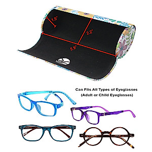 JAVOedge [3 PACK] Floral Pattern Long Oval Hard Eyeglass Case with Magnetic Enclosure - Style C