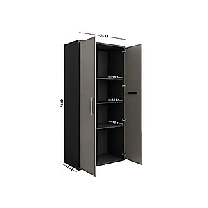 Manhattan Comfort Eiffel Garage Cabinets and Storage System, Set of 3, Matte Black and Grey