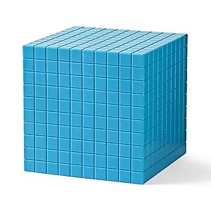 hand2mind Blue Plastic Base Ten Blocks Cube, Place Value Blocks, Counting Cubes for Kids Math, Base Ten Blocks Classroom Set, Math Blocks Kindergarten, Base 10 Math Manipulatives (Set of 1)