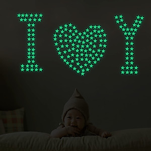 Glow in The Dark Stars with Moon,Wall Stickers for Kids,200 Stars with 1 Moon,300 Stickers