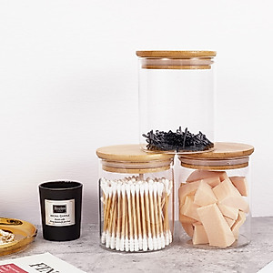 9pcs Glass Jars with Airtight Bamboo Lids,17 oz 500ml Wide Mouth Clear Glass Food Storage Containers,Glass Kitchen Canisters with Labels for Coffee Bean,Candy,Tea,Spices,Nuts and More Dry Goods