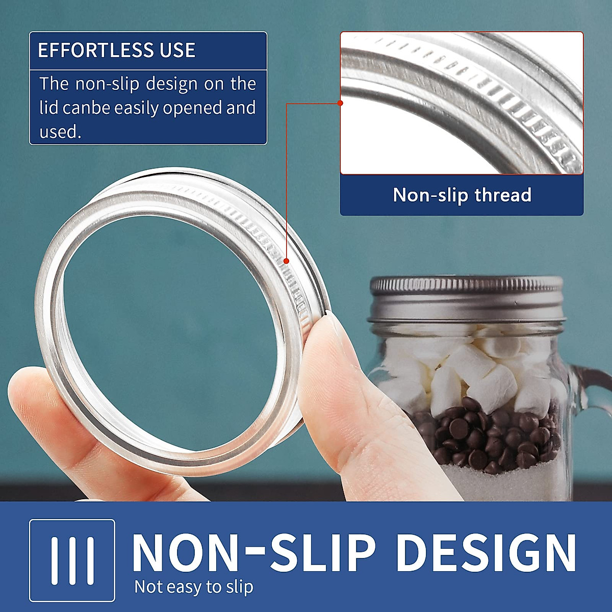 48 Pieces Regular Mouth Canning Jar Rings, Regular Mouth Mason Jar Replacement Metal Rings - Split-Type Seals Jar Rings Rust Proof Leak Proof Screw Bands for Canning Mason Jar