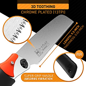 HARDTWERK Zen Japanese Pull Saw Foldable [Kataba] 9.5 inch Japanese Saw Hand Saw (SK4 Carbon Steel) for DIY & Woodworking - Pull Saw Wood Saw