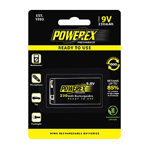 Powerex Low Self-Discharge Precharged 9V(9.6V) Rechargeable NiMH Batteries (MHR9VP), 1-pack