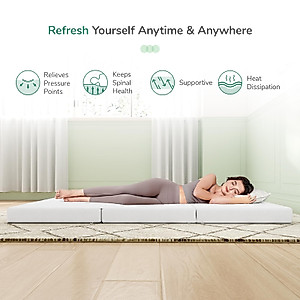 Novilla Folding Mattress Full Size, 4 Inch Responsive Comfort Foam Foldable Mattress Full with Breathable & Washable Cover, Pain Relief & Support, Portable Trifold Mattress Topper for Floor, Camping