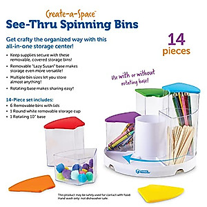 Create-a-Space See-Thru Spinning Bins, Classroom Organization, School Supplies Organizer, Desk Organization, Pen Holder, 14 Pieces