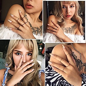 GOLDCHIC JEWELRY 28 Pcs Midi Ring Bohemian Knuckle Ring Sets Fashion Finger Vintage Silver Stackable Rings for Women Lady Knuckle Midi Rings for Mother Wife Fiancee