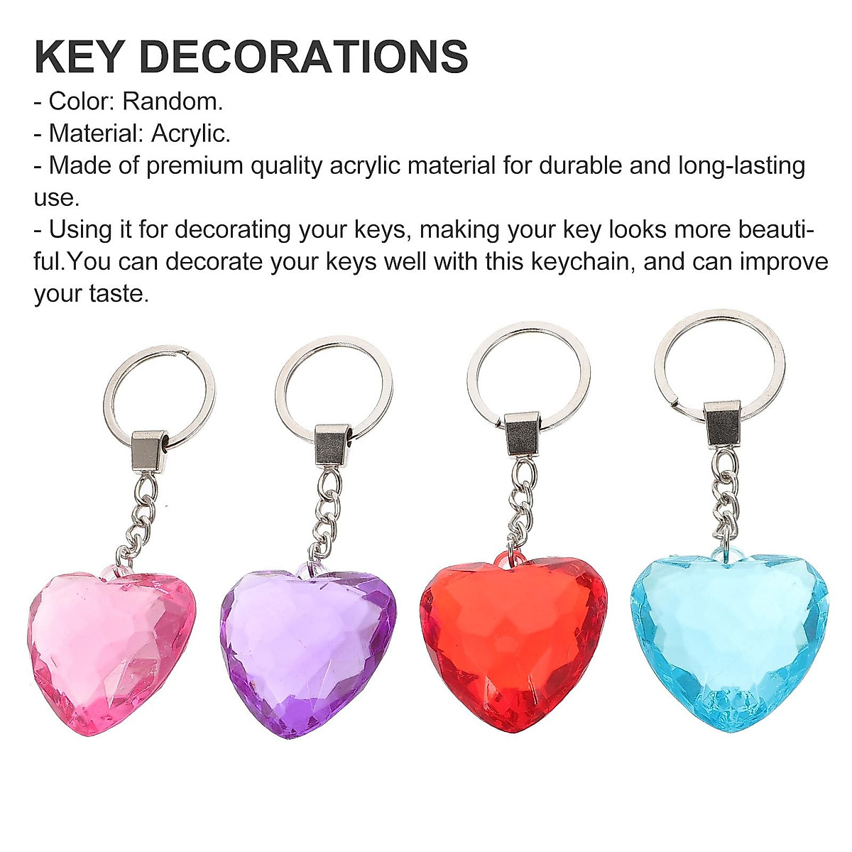 4Pcs key chain valentines keychain Heart Shape Key Holder crystal heart keychain for couples keychain heart key Hanging heart key pendant decoration bag lovers bags Acrylic