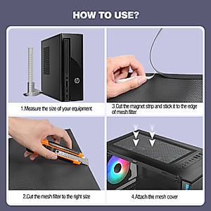 MoKo 400x300mm DIY PC Case Dust Mesh Filter, [2 Pack] PVC Dustproof Magnetic Dust Filter Cover, PC Mesh Grill with Magnetic Frame Strip Computer Cooler Fan Dust Filter for Computer PC Case, Black