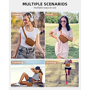 fanny pack,crossbody bags for women trendy,mini belt bag,fashion waistpacks,sling bag for men,waist bag,for Workout Running Traveling Hiking,brown