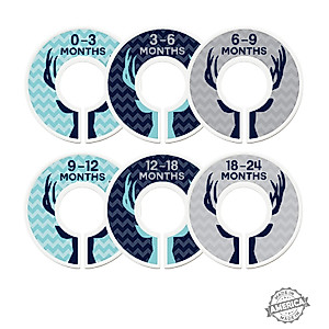 Modish Labels Baby Clothes Size Dividers, Baby Closet Organizers, Size Dividers, Baby Closet Organizers, Closet Dividers, Clothes Organizer, Nursery, Boy, Woodland, Deer, Navy, Teal Mint, Gray (Baby)