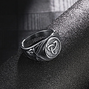 NIGHTCRUZ Triquetra Trinity Knot Ring, Irish Celtic Knot Ring Stainless Steel, Nordic Jewelry for Women