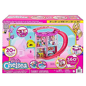Barbie Dollhouse, Chelsea Playhouse with Transforming Areas & 20+ Pieces, Includes 2 Pets, Pool, Furniture & Accessories (Amazon Exclusive)