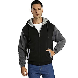 Little Beauty Hoodies for Men Zip Up Sweashirts Fleece Sherpa Lined Winter Wool Heavyweight Jacket