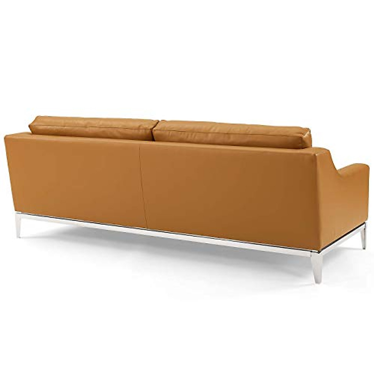 Modway Harness 83.5" Leather Sofa in Tan with Stainless Steel Base