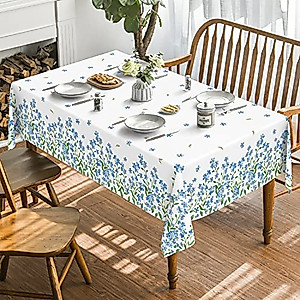 Horaldaily Spring Summer Tablecloth 60x84 Inch, Forget-Me-Not Myosotis sylvatica Floral Table Cover for Party Picnic Dinner Decor