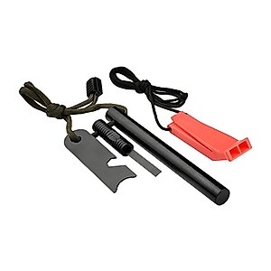 AOFAR Fire Starter, AF-376 Ferrocerium (Ferro) Rods, Fire Starter Kit with Two Multi-Tool Fire Strikers, 80dB Survival Whistle, Paracord Lanyard for Camping, Hiking, Emergency Rescue (1/2 * 5.1 Inch)