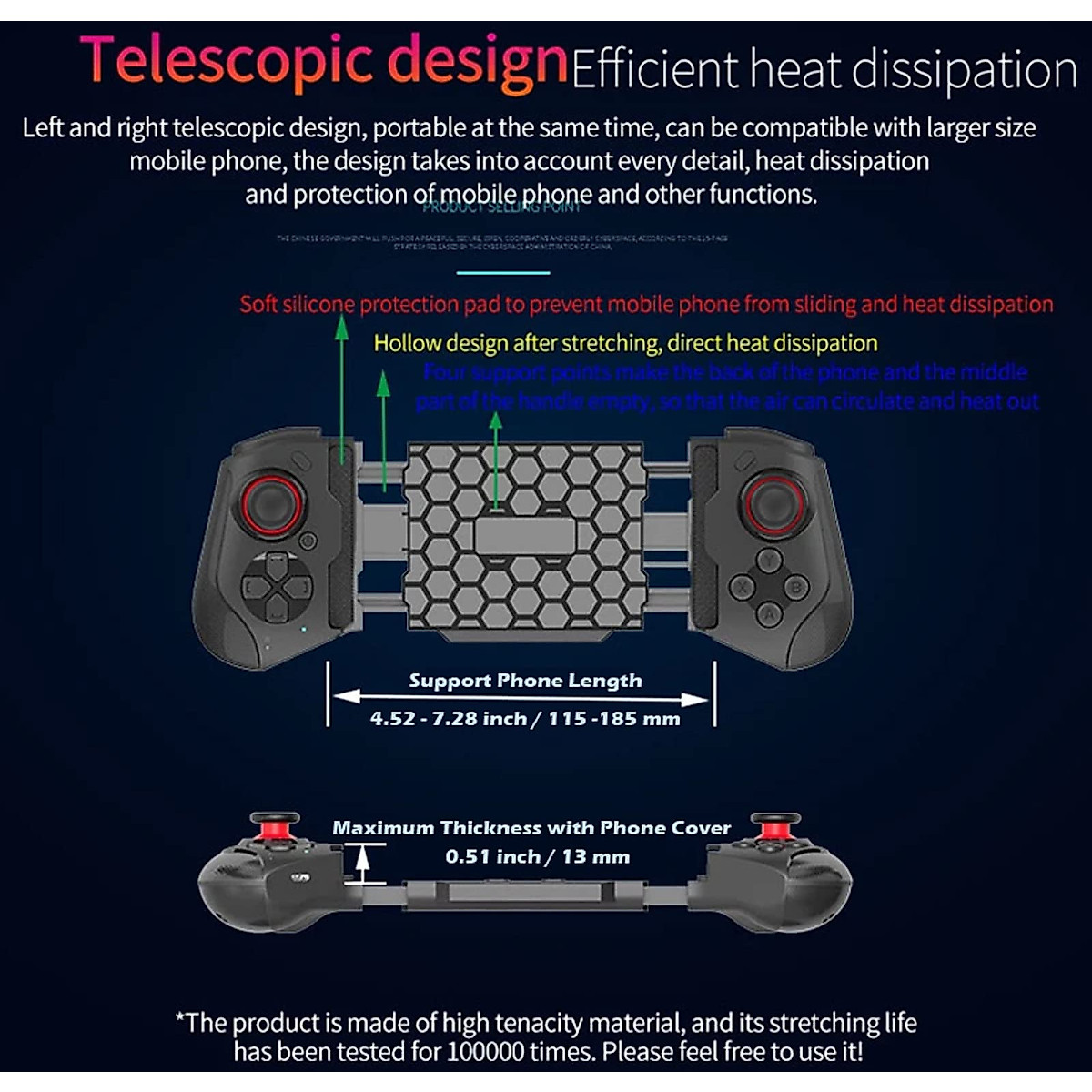 arVin Wireless Gaming Controller for Android/iPhone/iPad/iOS/MacBook/Samsung Galaxy/One Plus/TCL/Tablet/PC Gamepad Joystick with Analog Triggers/Stretchable/Direct Play for CODM Mobile/Genshin/Diablo