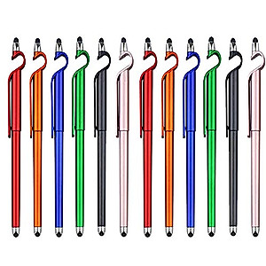 Stylus Pen, SITAKE 12 Pcs Multifunctional 3 in 1 Phone Holder + Capacitive Stylus + Ballpoint Pens, Mobile Phone Stand Stylus Pens for All Touch Screen Device, Phones, Tablet and Computer (Style 2)