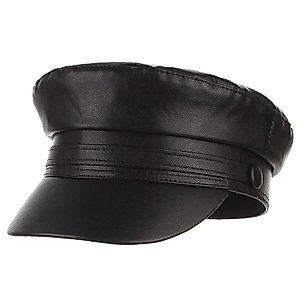EOZY Women Fashion Newsboy Cap Black PU Leather Cabbie Sailor Fiddler Bakerboy Flat Gatsby Visor Beret Autumn Spring Winter Hats 57cm