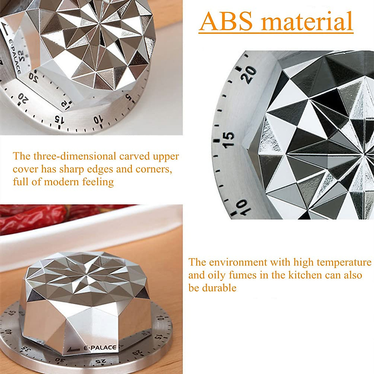 Mechanical Magnetic Kitchen Timer with Countdown Timer and Loud Alarm, Stainless Steel 1 Hour Visual Timer for Home Baking, Oven and Cooking