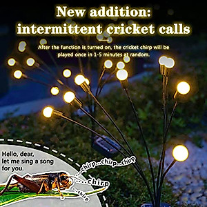 GIIOASA 8-LED Firefly Solar Garden Lights, Starburst Swaying Light, Outdoor Waterproof Camping lamp, Firefly Path Lights, Decorative Solar Garden Lights（with Crickets Chirping）