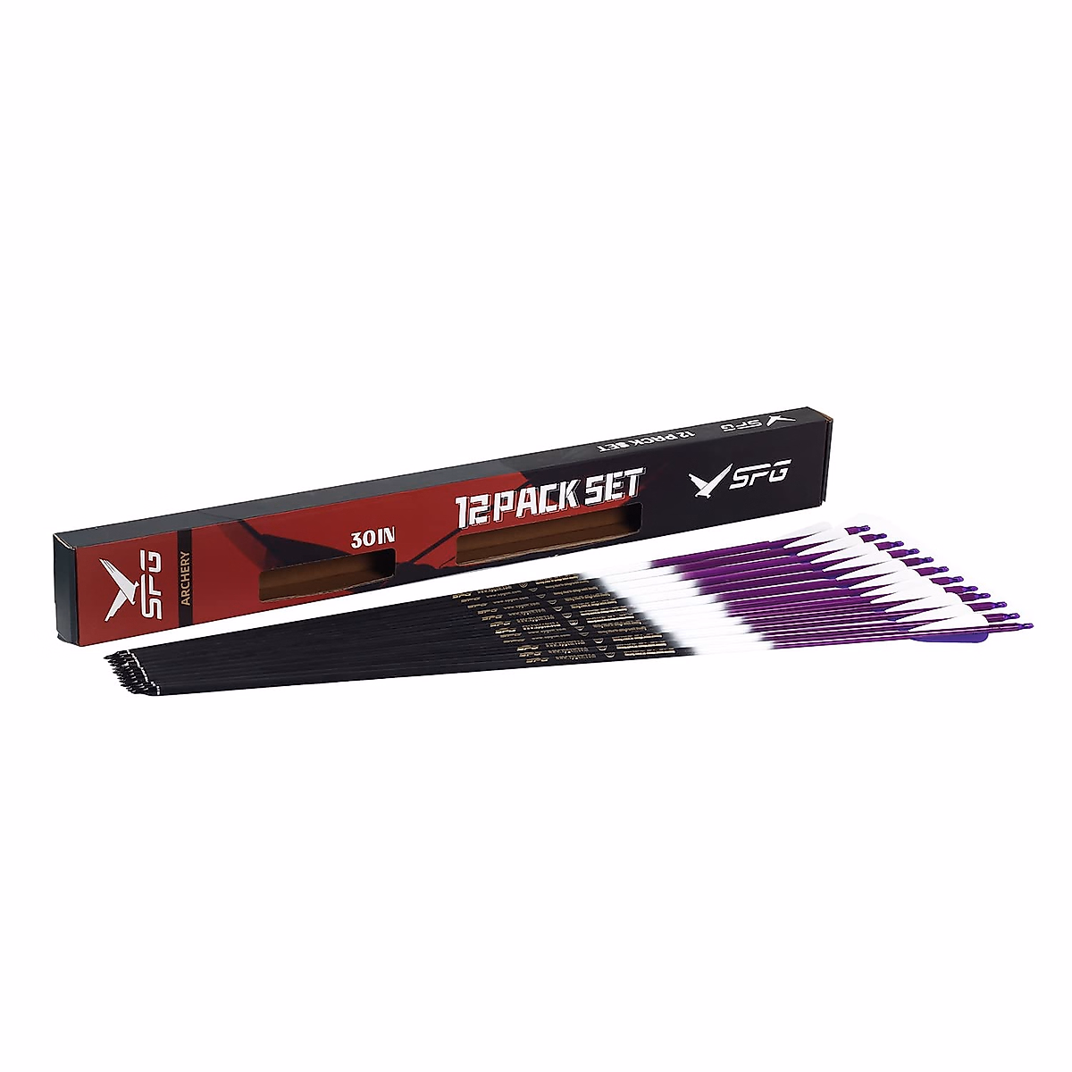 FENJANER Archery 30 inch Carbon Arrows Fluorescence Color Targeting and Practice and Hunting Arrows with Detachable Tip for Recurve Bow and Compound Bow(Pack of 12) (Purple)