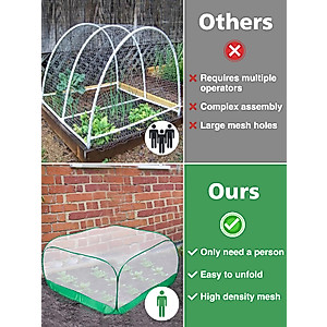 Upgraded Garden Netting - 3.3 × 3.3 × 1.65 FT Plant Covers Net for Square Raised Garden Bed, Ultra Fine Garden Mesh Netting Protection from Bird Pest Barrier Net Row Cover for Plant Fruit Vegetable