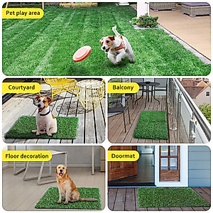 Puppy Artificial Grass Pee Pad for Dogs Potty Trianing 18 x 14 Inches, 2 Pack Replacement Pet Fake Grass Mat for Indoor Outdoor Porches Apartments, Reusable & Washable Grass Turf Mat for Dogs