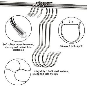 Frcctre 30 Pack Stainless Steel S Hooks Large S Shape Hanging Hooks, 8"/12"/16" Utility Heavy Duty Metal Long S Hooks for Garden Kitchen Bathroom Wardrobe, Indoor & Outdoor Use
