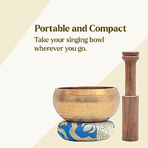 Tibetan Singing Bowl Set - 3.75” inches Sound Bowl Meditation Set - Meditation Bowl with Random Cushion and Mallet - Cuencos Tibetanos for Sound Bath and Healing