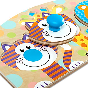 Melissa & Doug First Play Wooden Jumbo Knob Safari Animal Puzzle (3 pcs)