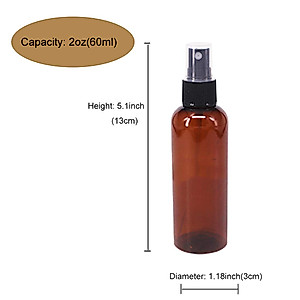 BPFY 24 Pack 2oz Amber Plastic Spray Bottles For Essential Oils, Perfumes, Cosmetics, Alcohol, Fine Mist Spray Bottle, Mini Travel Bottle, Small Refillable Liquid Containers