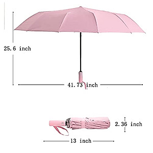 LGGETRICH Windproof Umbrella UPF 50+ UV Sun Travel Umbrella Auto Open Close Compact Folding Umbrella Blocking UV 99.99%，Pink