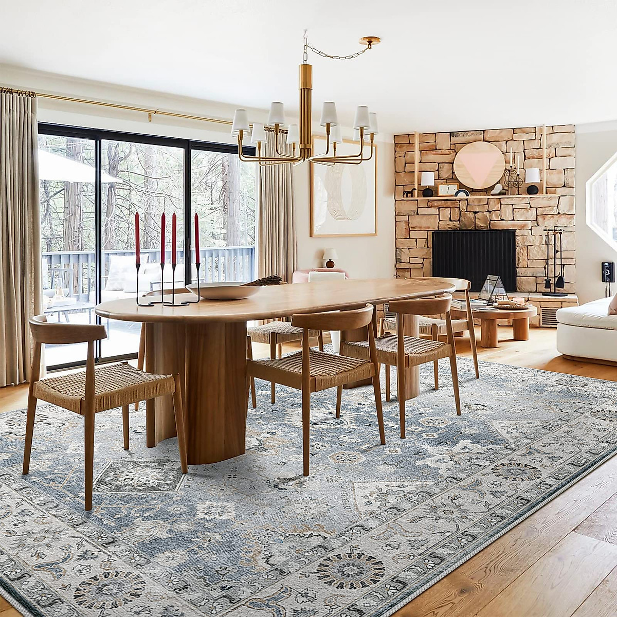 YOUFORTONG Washable 9x12 Area Rug: Rugs for Living Room Ultra Soft Carpet for Bedroom Waterproof Rug Non Slip Rugs for Hardwood Floors (Gray, 9x12)