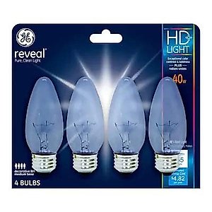 GE Reveal 40-Watt Dimmable B13 Decorative 64520 Incandescent Light Bulb (4-Pack)