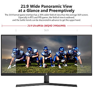 Z-Edge UG34W 34-inch Gaming Monitor, 165Hz Refresh Rate/1ms Response Time, Frameless Ultrawide Monitor, 3440 x 1440 Display, 21:9 Aspect Ratio, AMD FreeSync Technology